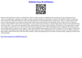 Definition Of Respect | PDF | Family and Relationships