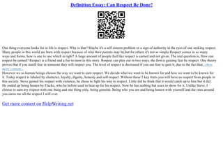 Definition Of Respect | PDF