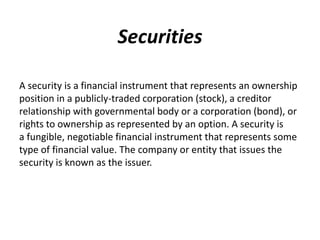 Definition of securities under securities contract regulation act | PPTX