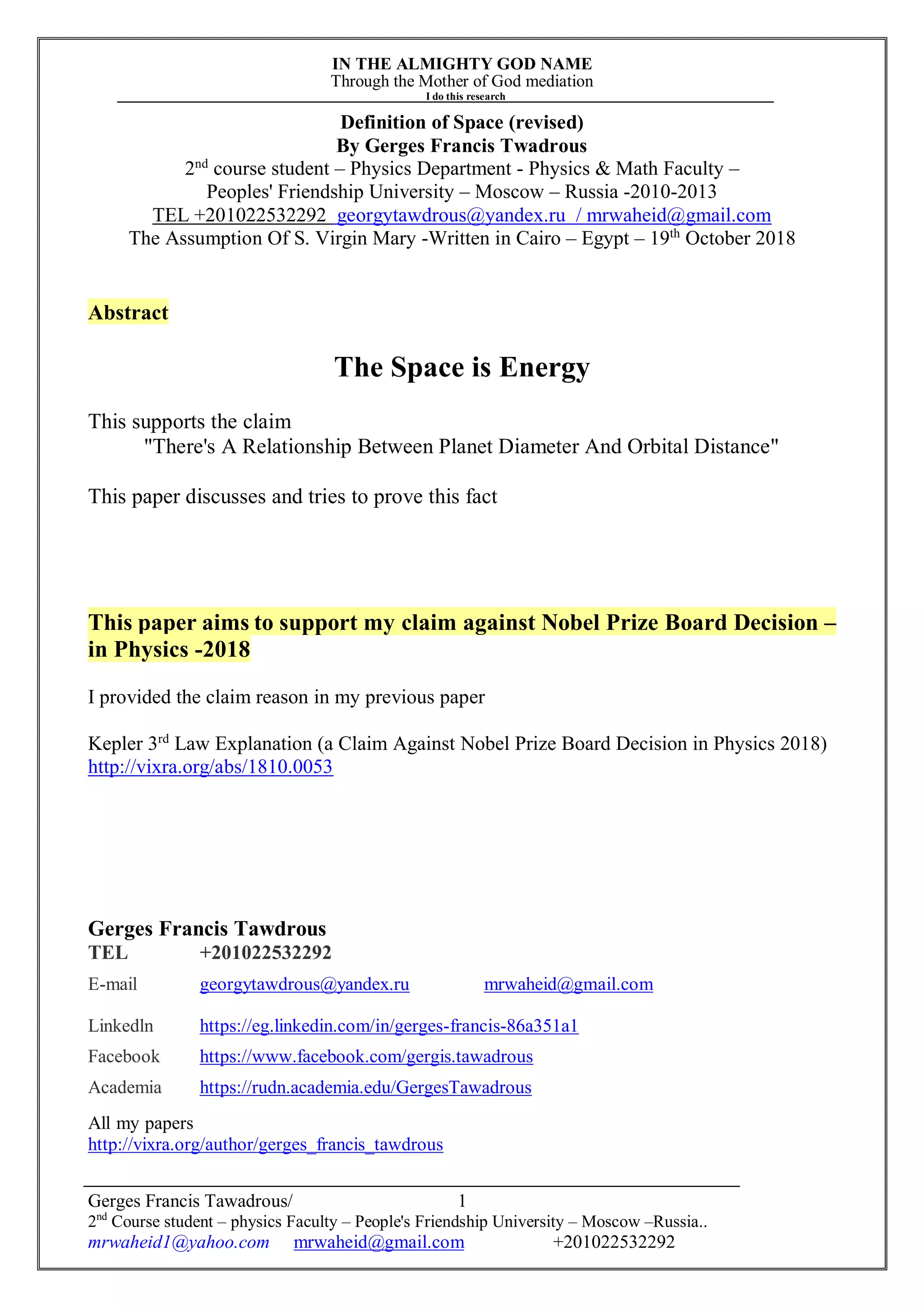 Definition of space (revised) | PDF