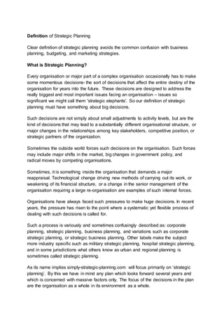 Definition of strategic planning | DOCX