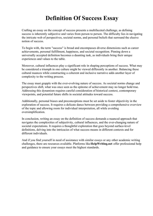 Definition Of Success Essay. Give Center School | PDF