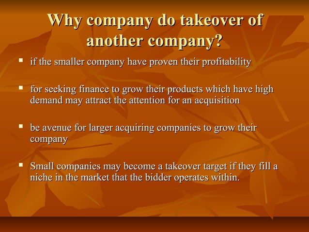 Definition of takeover | PPT | Mergers and Acquisitions | Business ...