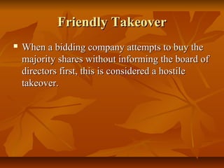Definition of takeover | PPT | Mergers and Acquisitions | Business ...