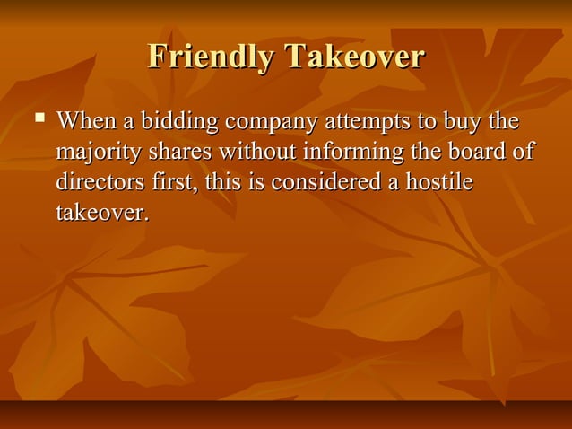 Definition of takeover | PPT | Mergers and Acquisitions | Business ...