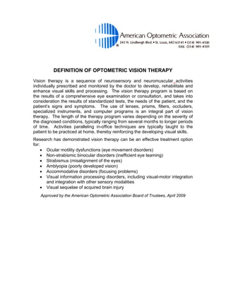 Definition optometricvisiontherapy | PDF