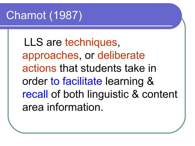 Definitions of Language Learning Strategies | PPT
