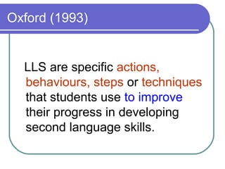 Definitions of Language Learning Strategies | PPT