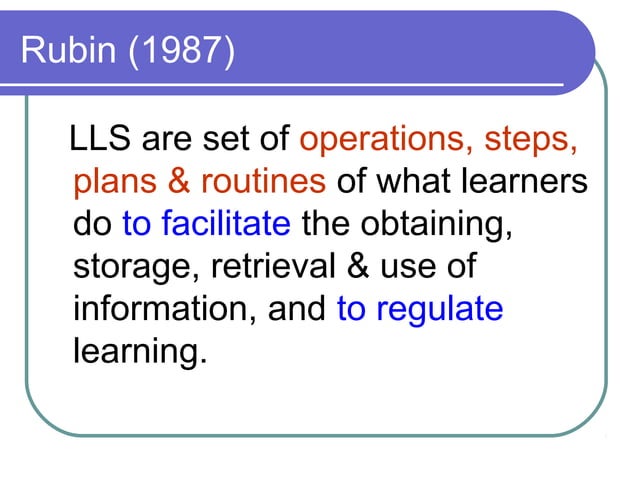 Definitions of Language Learning Strategies | PPT