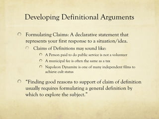 Arguing for a Definition Essay Presentation | PPT