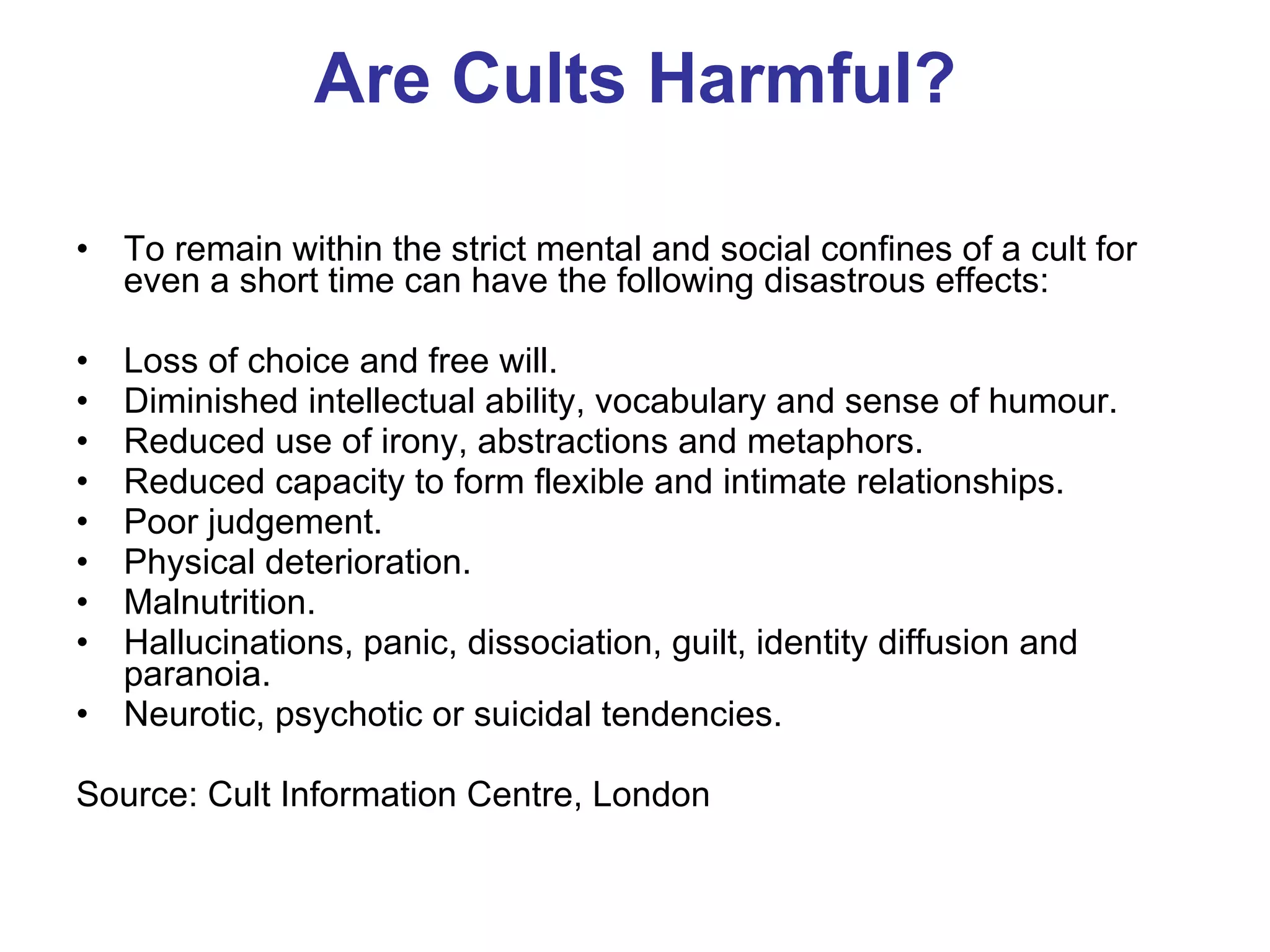 Definitions Cults, Sects Etc | PPT