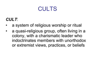 Definitions Cults, Sects Etc | PPT
