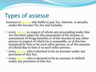 Definitions u/d Income tax Act 1961 | PPTX