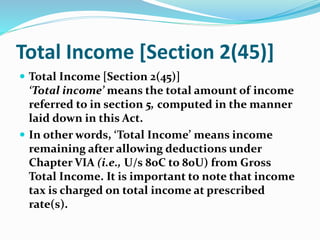 Definitions u/d Income tax Act 1961 | PPTX