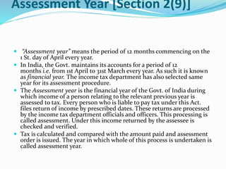 Definitions u/d Income tax Act 1961 | PPTX