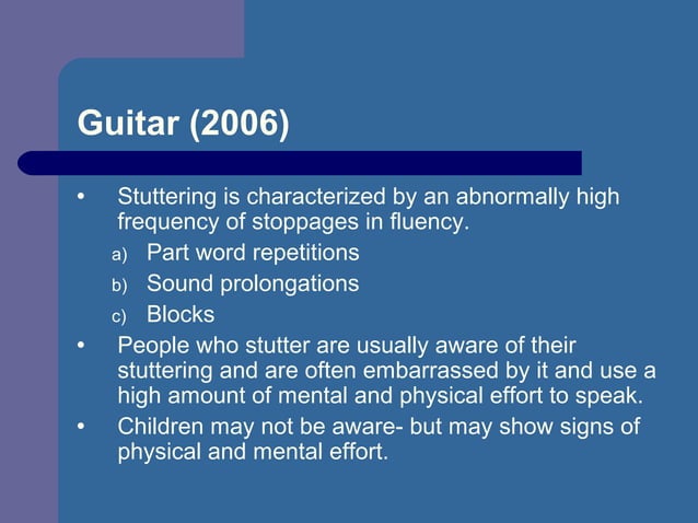 Introduction to Stuttering | PPT | Brain and Nervous System Disorders ...