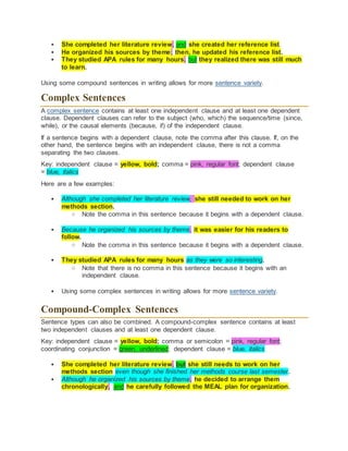 Definitions and examples of basic sentence elements | PDF