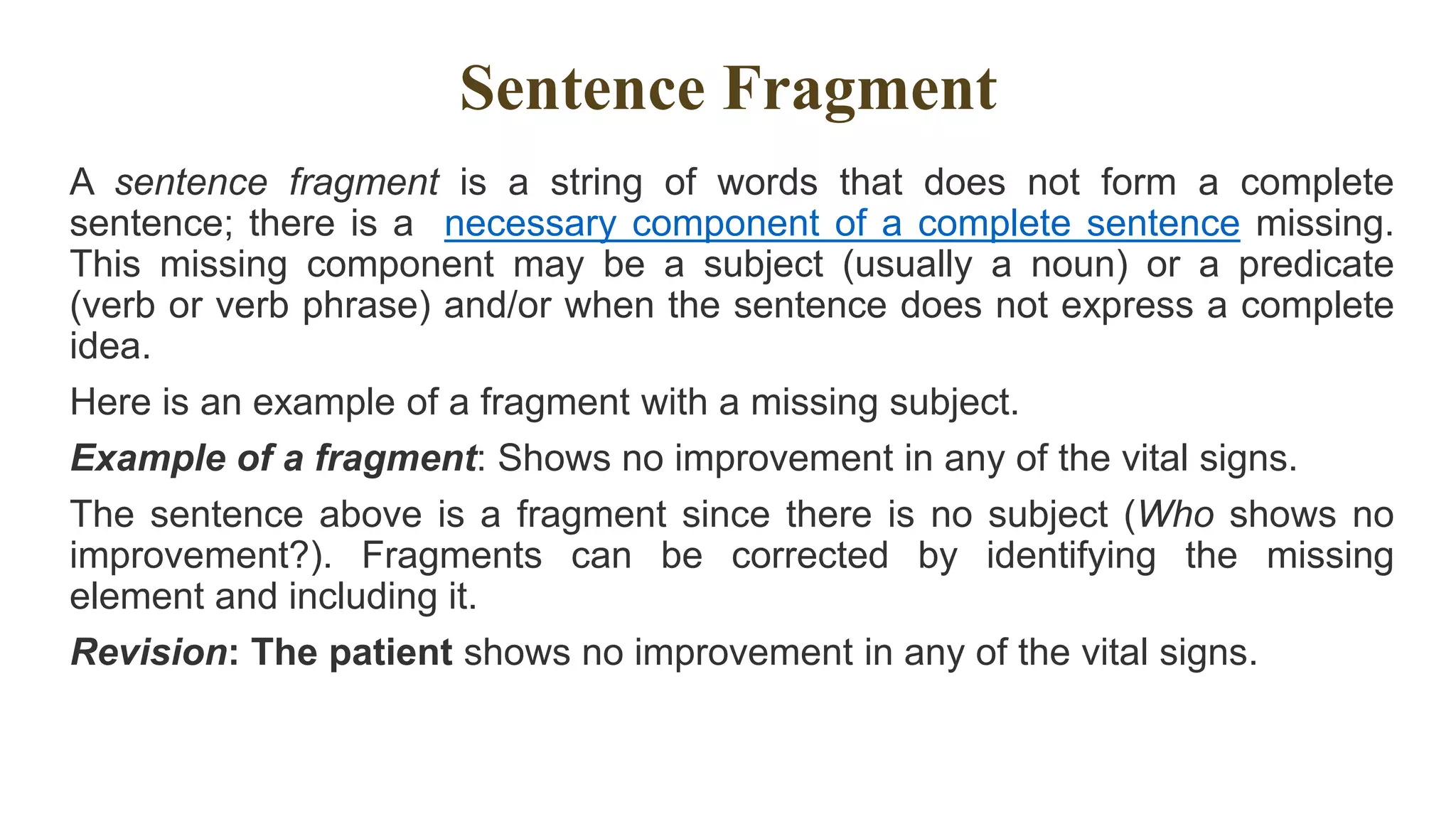 Definitions and examples of basic sentence elements | PPTX