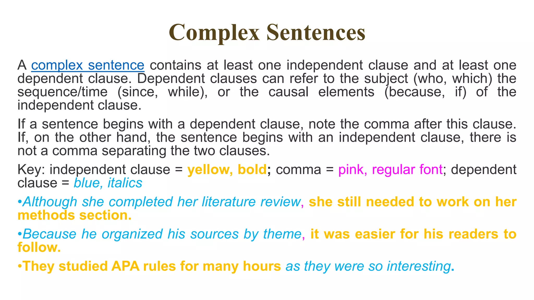 Definitions and examples of basic sentence elements | PPTX