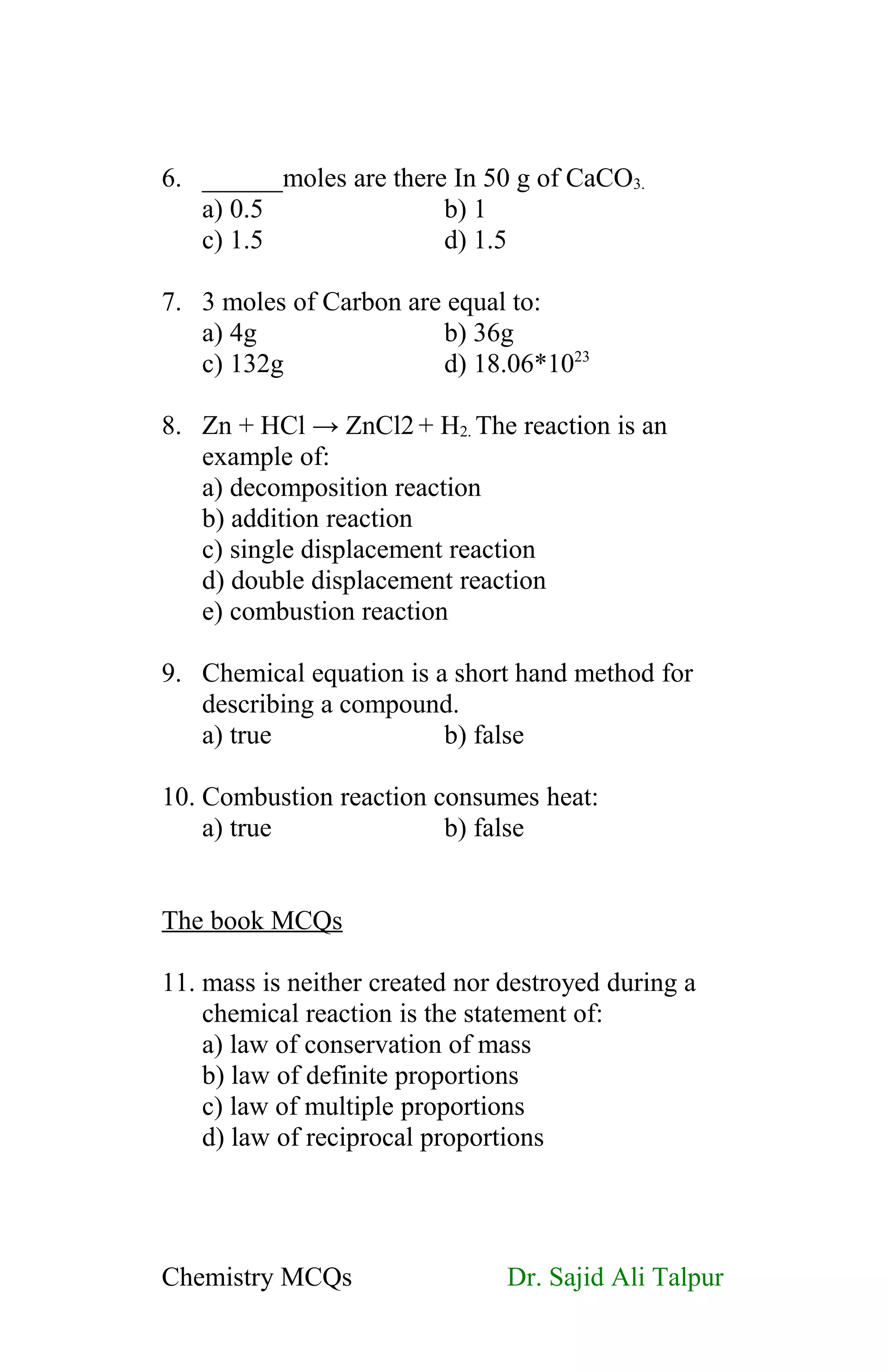 Definitions and mcqs of ninth class chemistry (chemical combinations ...