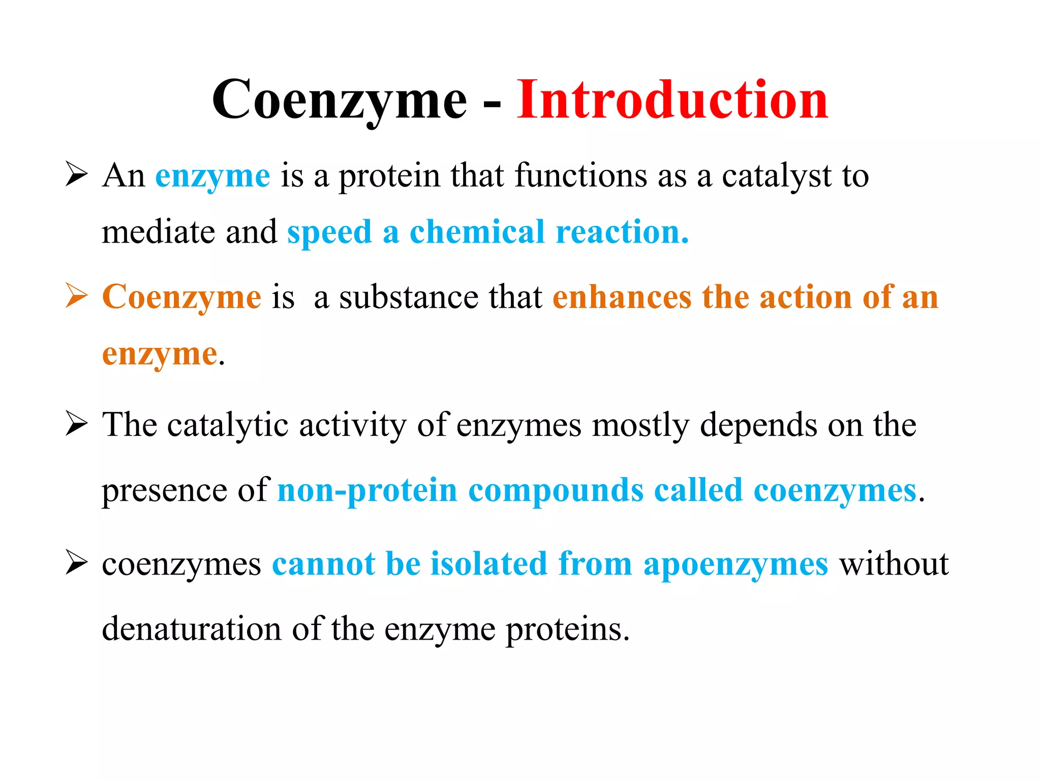 Definitions and types of coenzymes | PPTX