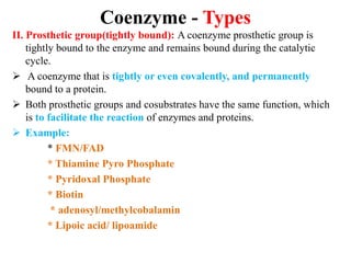 Definitions and types of coenzymes | PPTX
