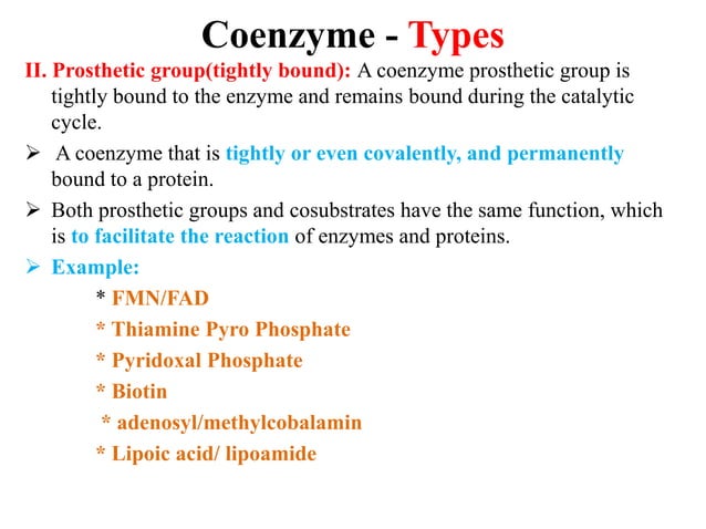 Definitions and types of coenzymes | PPTX | Chemistry | Science
