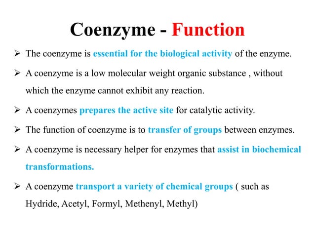 Definitions and types of coenzymes | PPTX | Chemistry | Science