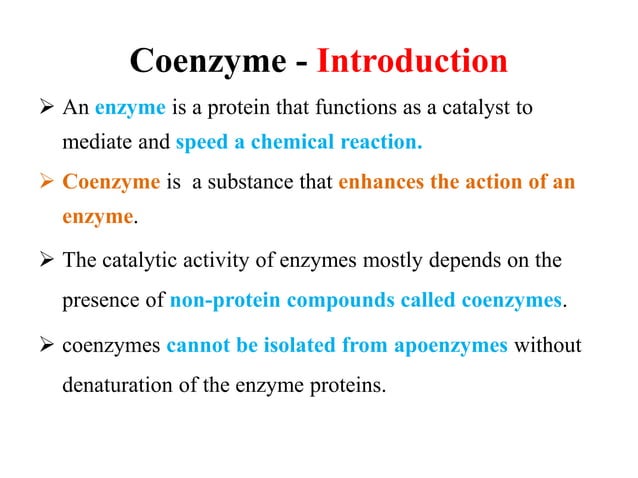 Definitions and types of coenzymes | PPTX | Chemistry | Science
