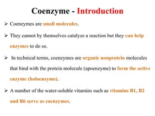 Definitions and types of coenzymes | PPTX | Chemistry | Science
