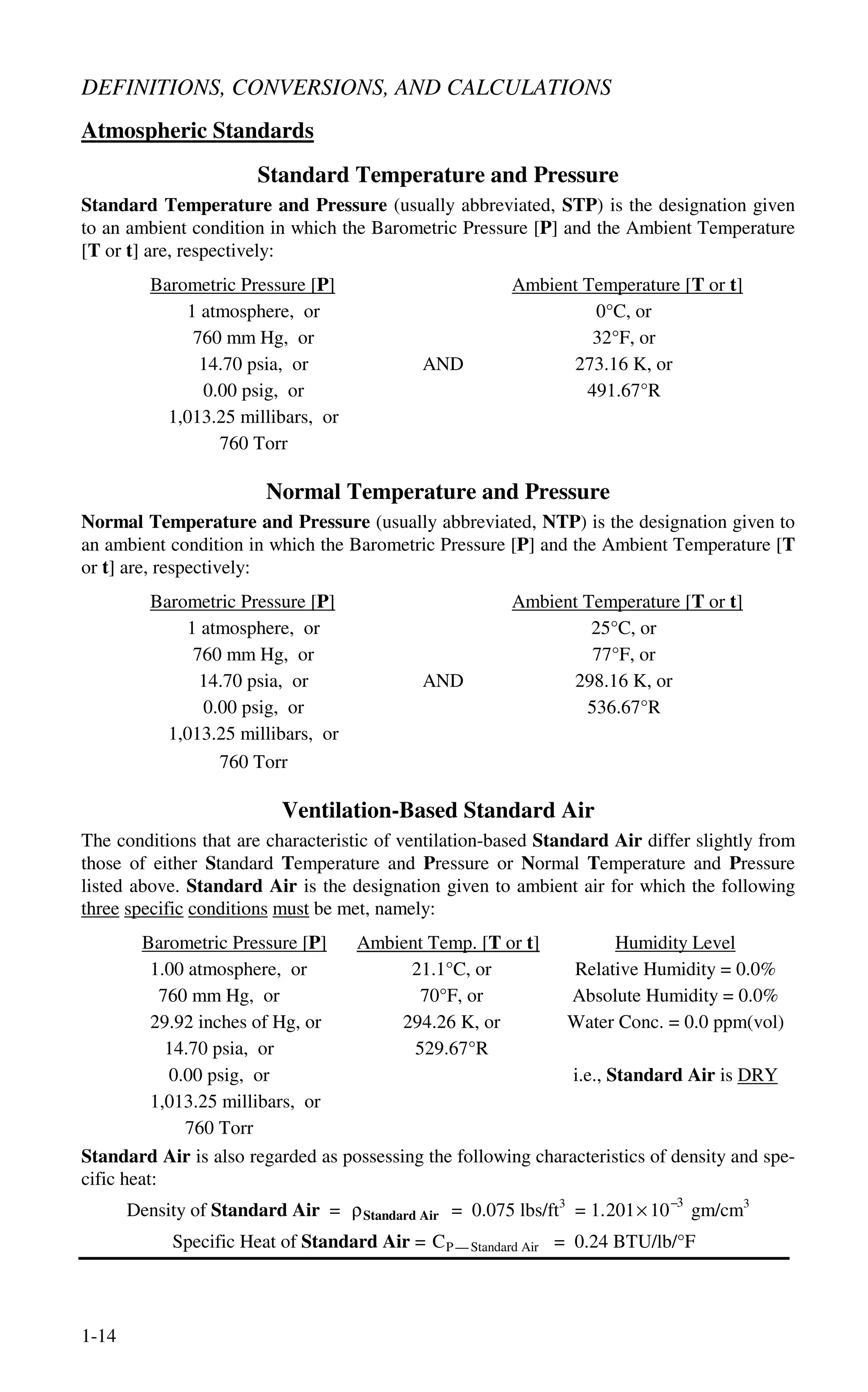 Definitions, Conversions, and Calculations for Occupational Safety and ...
