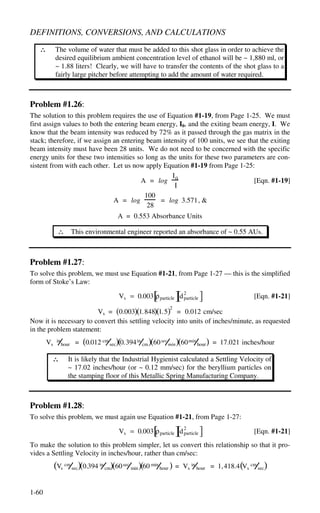 Definitions, Conversions, and Calculations for Occupational Safety and Health Professionals ...