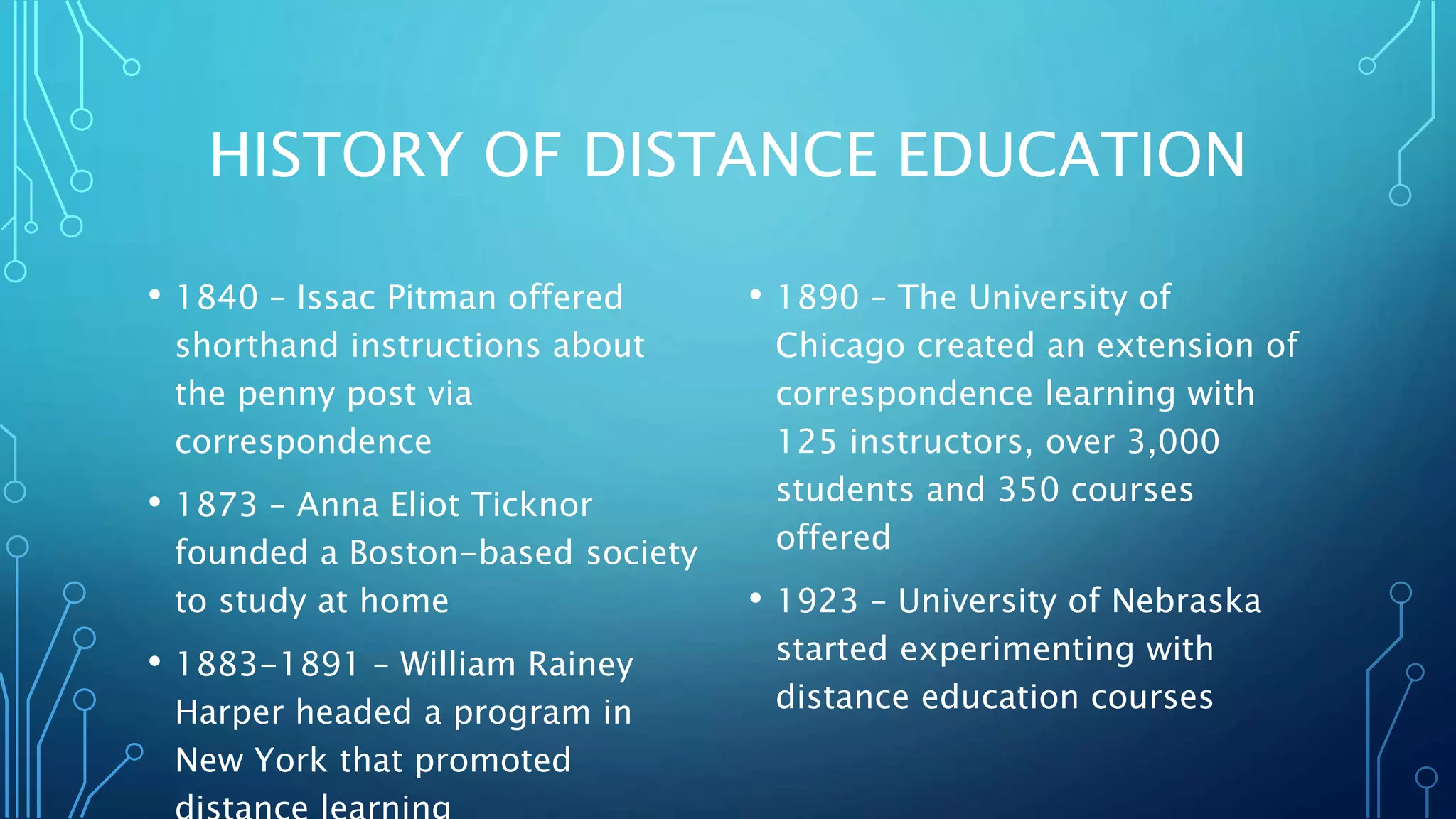 Definitions, History and Theories of Distance Education | PPTX
