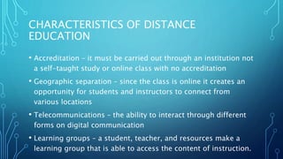 Definitions, History and Theories of Distance Education | PPT