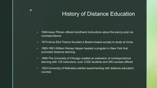 Definitions, history, and theories of distance education powerpoint | PPTX