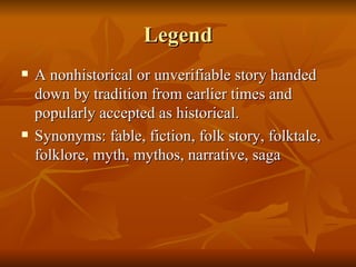 Definitions Myth Etc | PPT