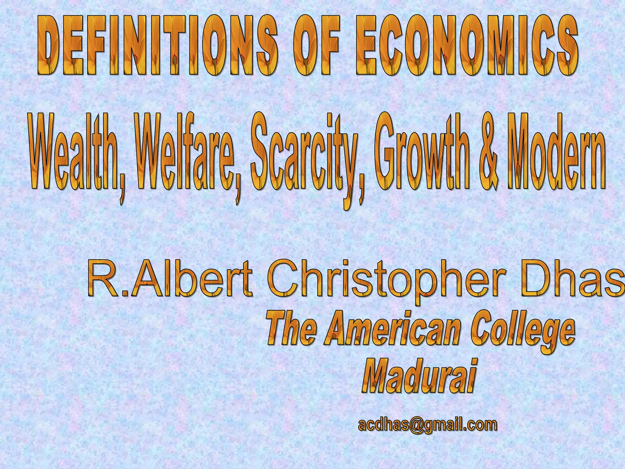 Definitions of Economics | PPT