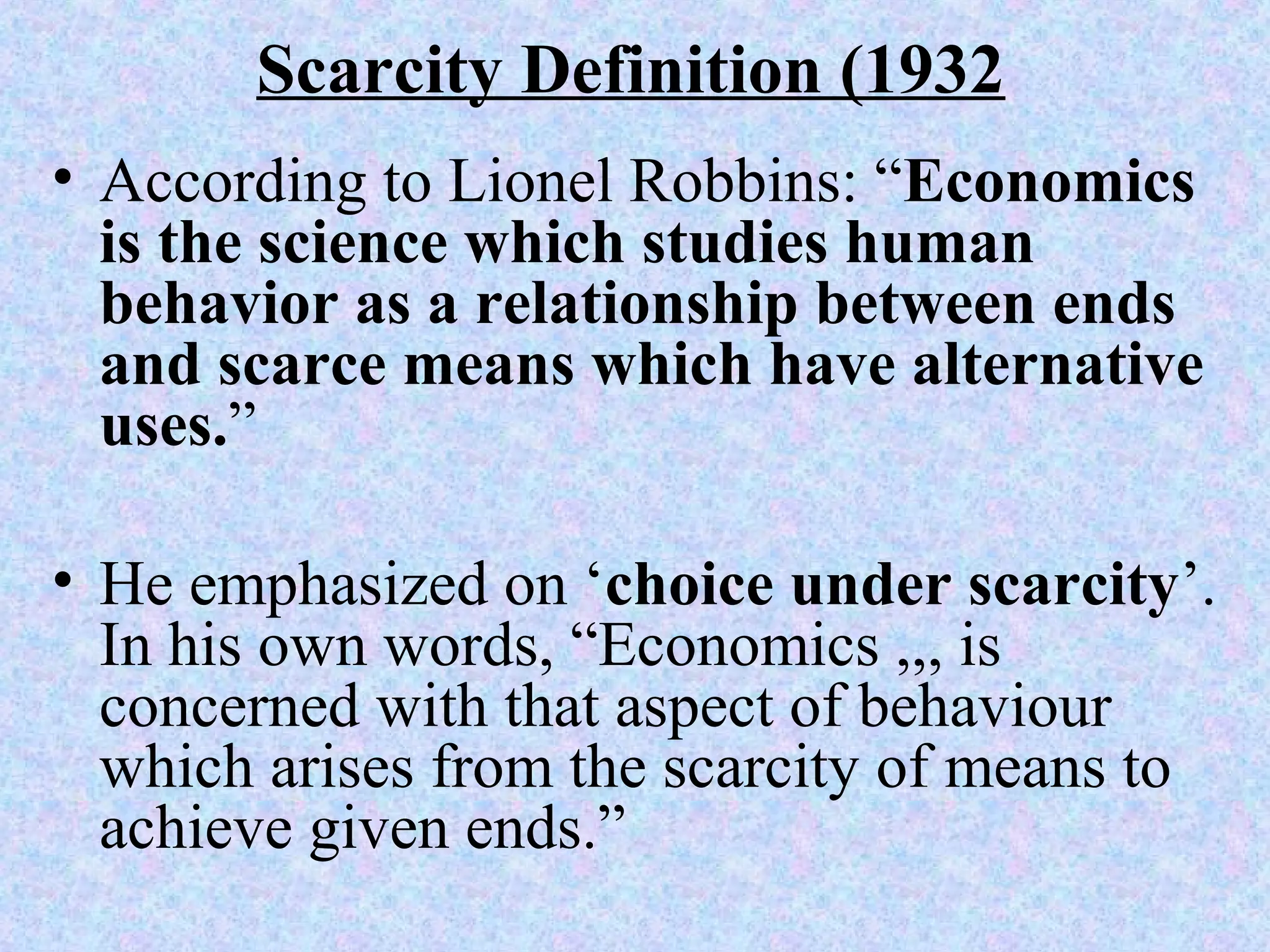 Definitions of Economics | PPT