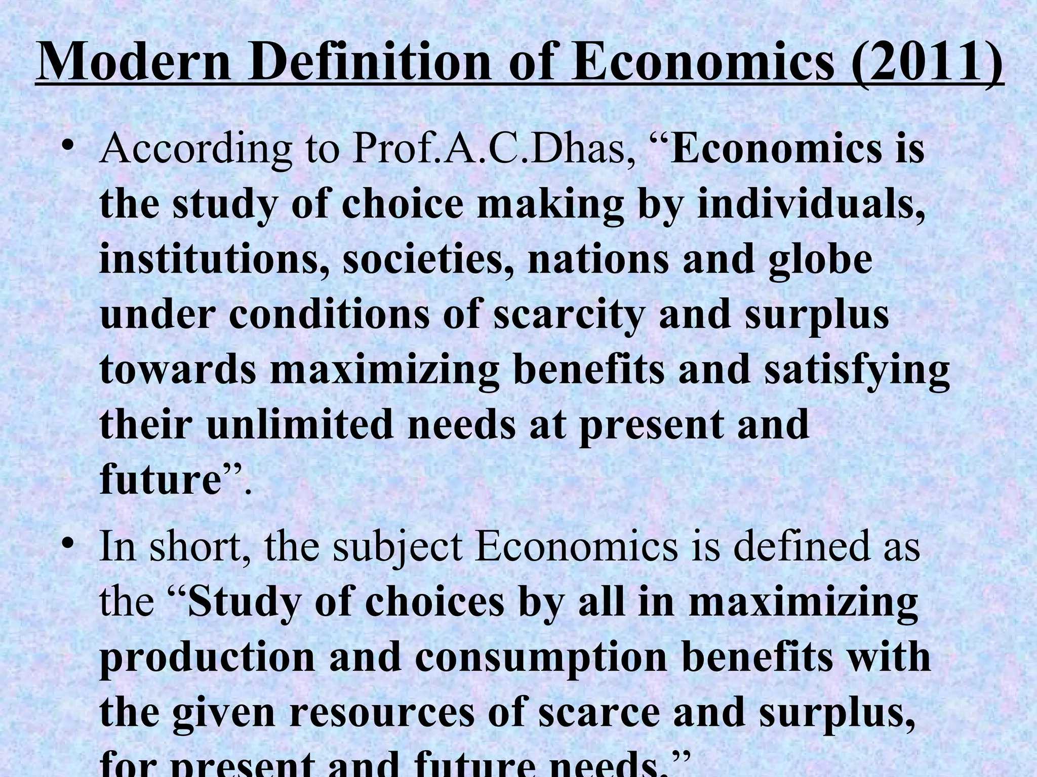 Definitions of Economics | PPT