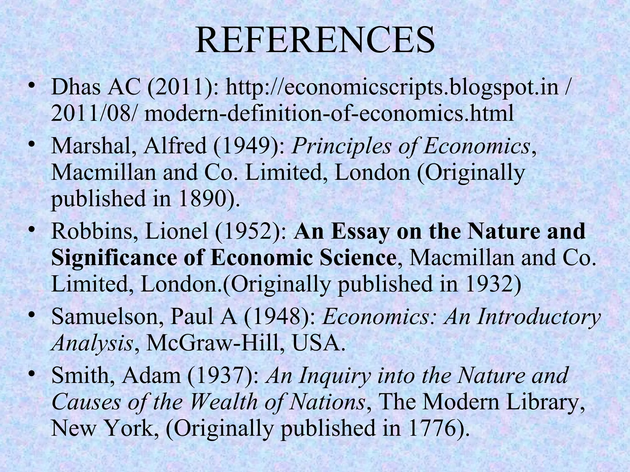 Definitions of Economics | PPT