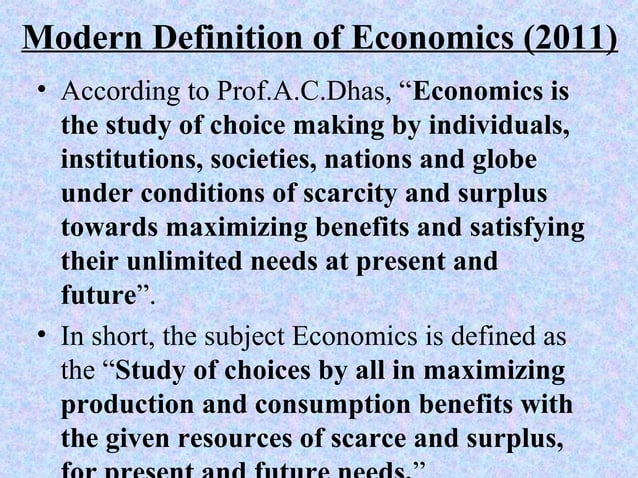 Definitions of Economics | PPT | Government Support and Welfare | Financial Assistance