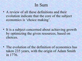 Definitions of Economics | PPT
