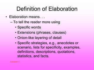 Definitions of Elaboration | PPSX
