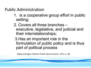 The Changing Definitions of Public Administration | PPT
