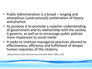 The Changing Definitions of Public Administration | PPT
