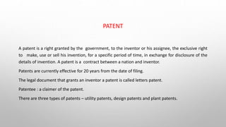 Definitions of patent related terms | PPTX