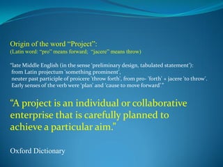 Definitions Of Project | PDF