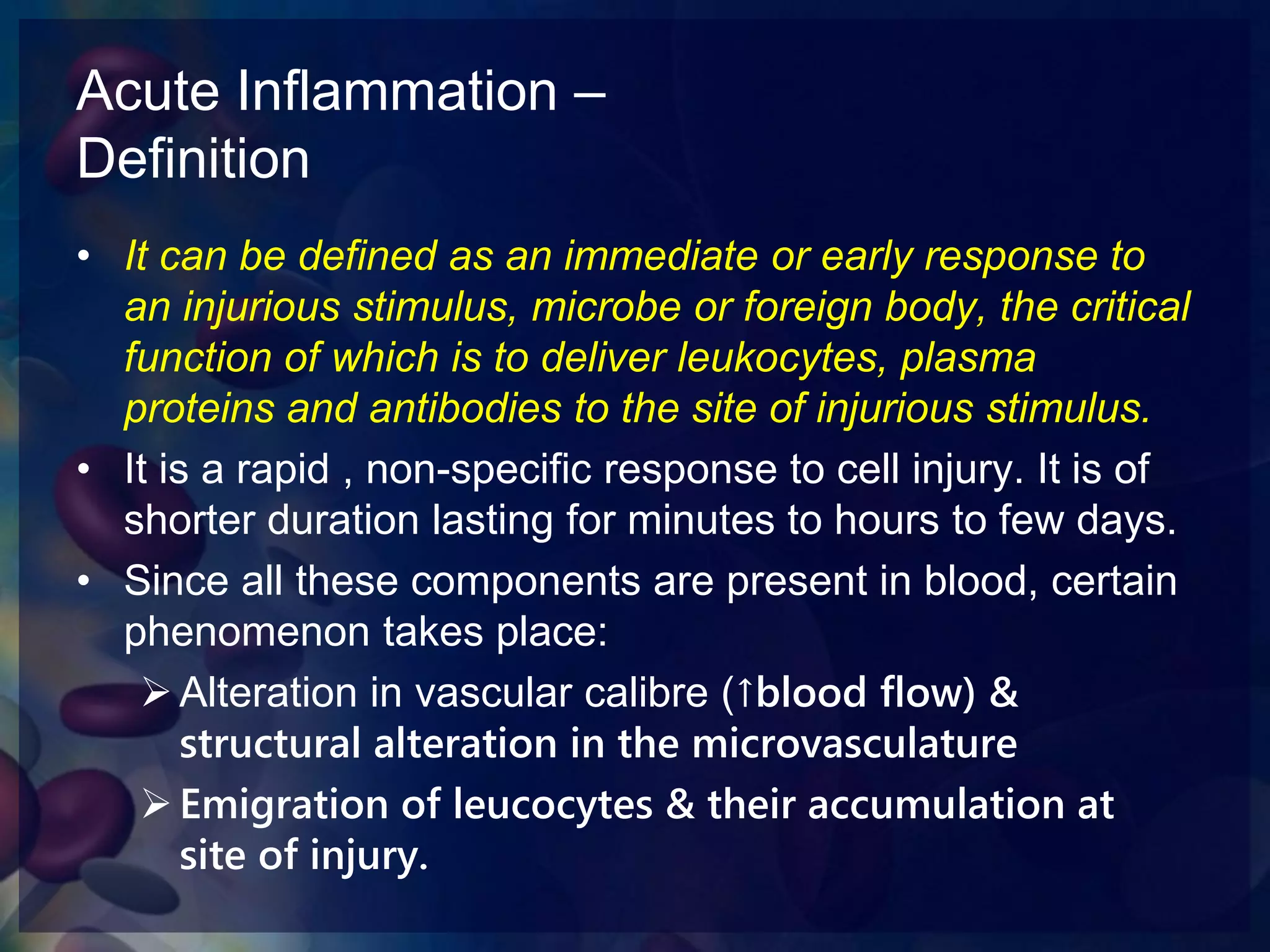 Definition, types & vascular events of inflammation | PPTX