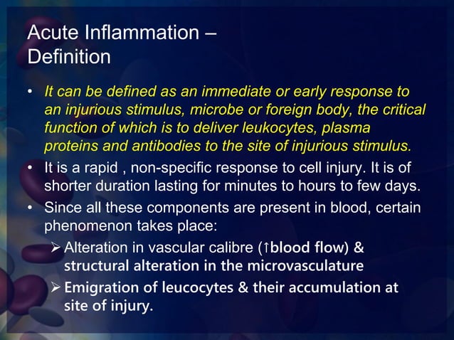 Definition, types & vascular events of inflammation | PPTX