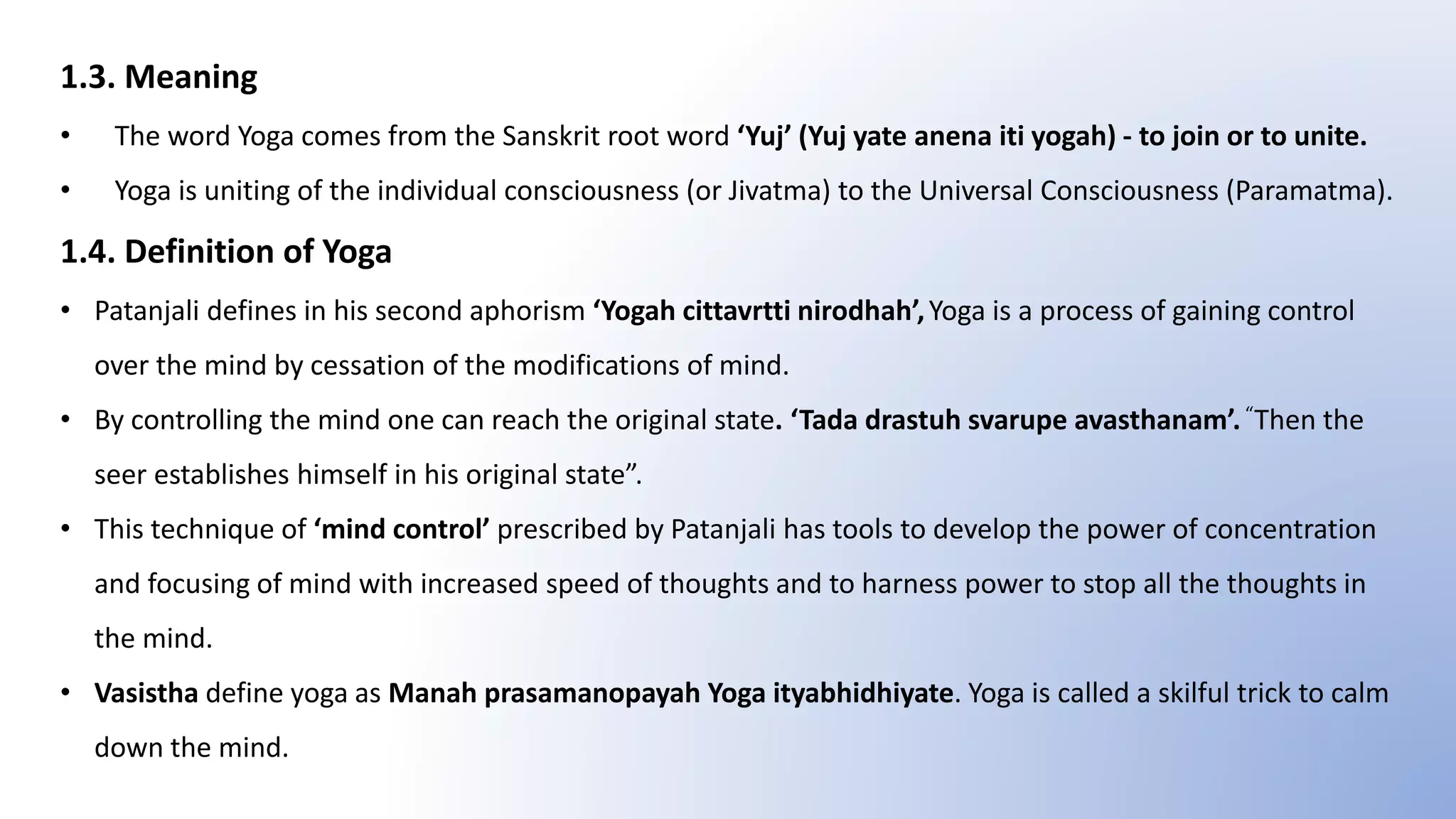 DEFINITION AND MEANING OF YOGA | PPTX